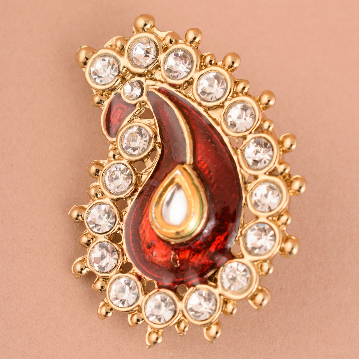 Brooch for Men - Buy Ruby Red Stone Embedded Paisley Brooch Online ...