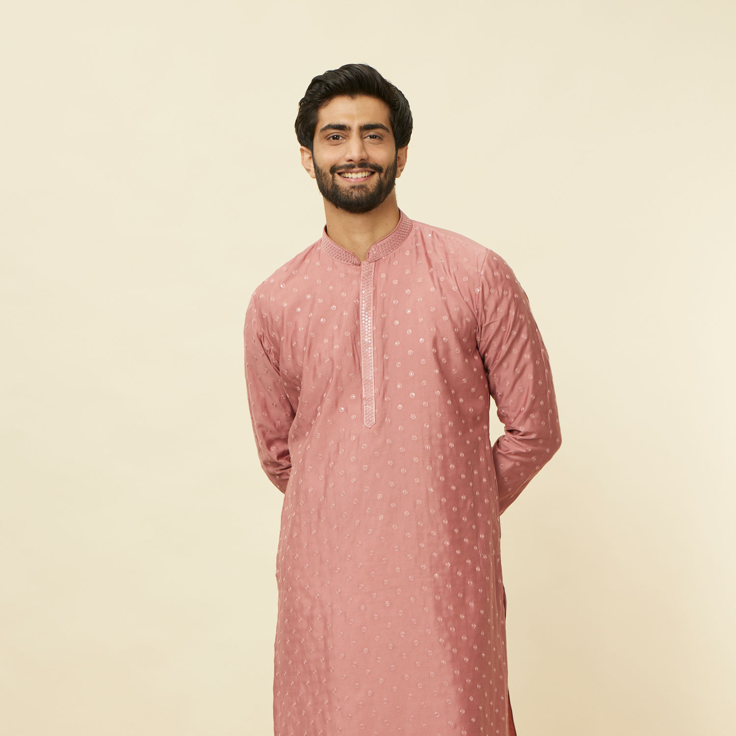 Buy Conch Shell Pink Sequined Kurta Set Online in India @Manyavar ...